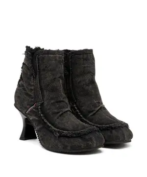 DIESEL® D-woodstock Denim Ankle Boots With Embossed Logo - Black