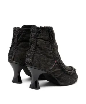 DIESEL® D-woodstock Denim Ankle Boots With Embossed Logo - Black