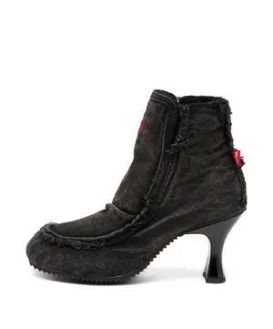 DIESEL® D-woodstock Denim Ankle Boots With Embossed Logo - Black