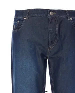 Brunello Cucinelli Logo Patch Turn-up Hem Jeans