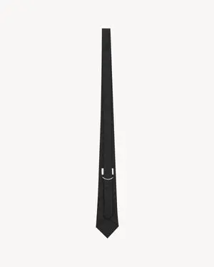 Saint Laurent Diagonal Striped Jacquard Wide Tie - Black