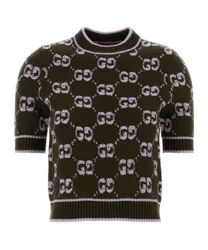 Gucci Gg Jacquard Knitted Top - Black