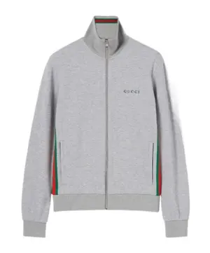 Gucci Logo Embroidered Zip-up Track Jacket - Grey