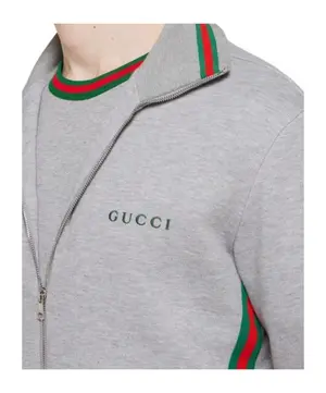 Gucci Logo Embroidered Zip-up Track Jacket - Grey