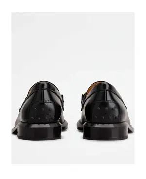 TOD'S Round Toe Loafers With T-shaped Metal Detail