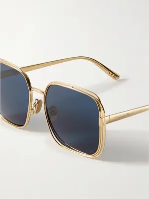 Dior Square Frame Sunglasses With Logo Detail - Gold