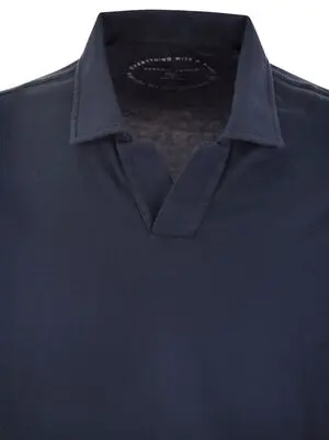 Fedeli Open Neck Polo Shirt - Blue