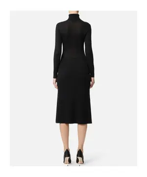 Elisabetta Franchi Long-sleeved Ribbed Midi Dress