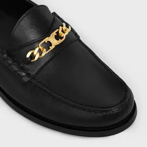 Celine Luco Triomphe Chain Loafer In Calfskin - Black