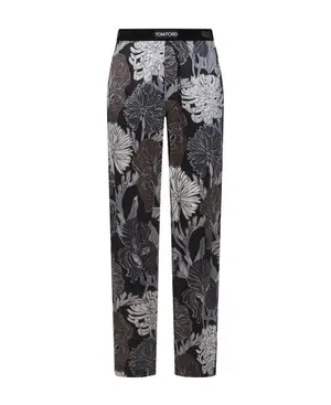 TOM FORD Floral Jacquard Logo Trousers - Black