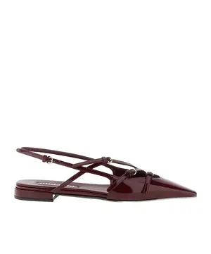 Miu Miu Pointed Toe Slingback Ballerinas - Red