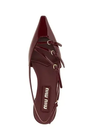 Miu Miu Pointed Toe Slingback Ballerinas - Red