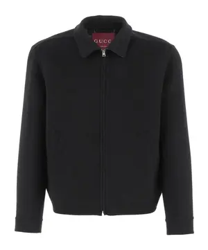 Gucci Collared Zip-up Jacket - Black
