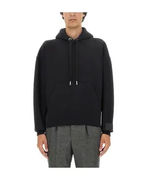 AMI Paris Long-sleeved Drawstring Hoodie - Black
