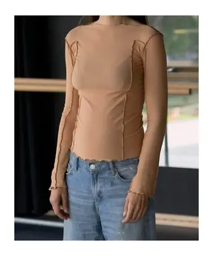 BASERANGE Long Sleeve T-shirt With Ruffles