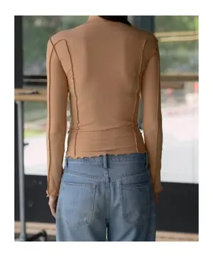 BASERANGE Long Sleeve T-shirt With Ruffles