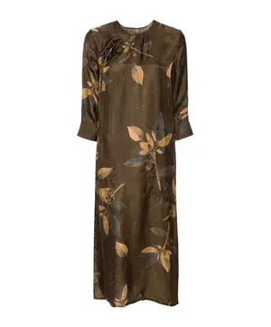 UMA WANG Agina Printed Midi Dress - Brown