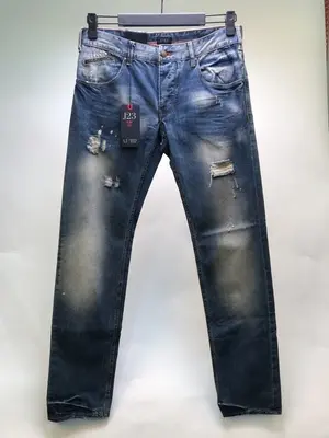 Emporio Armani Distressed Logo Detail Jeans - Black