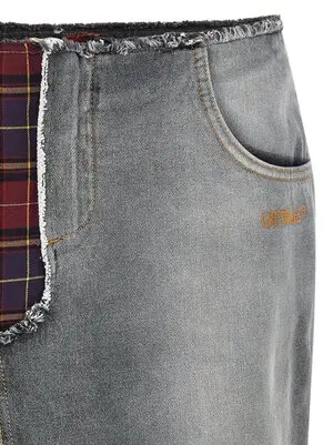 Off-White Patchwork Denim And Check Skirt