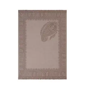 Etro Wool Throw Blanket With Floral Paisley Motif - Grey