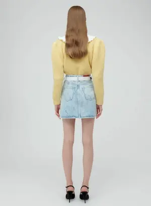 Alessandra Rich Denim Mini Skirt With Belt Detail
