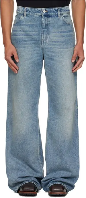 COURREGES Courrèges Medium Wash Wide Leg Jeans - Gray