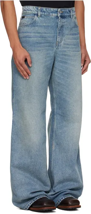 COURREGES Courrèges Medium Wash Wide Leg Jeans - Gray
