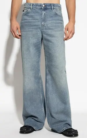 COURREGES Courrèges Medium Wash Wide Leg Jeans - Gray