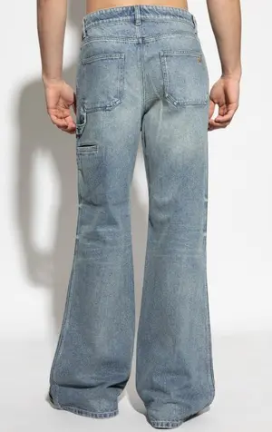 COURREGES Courrèges Medium Wash Wide Leg Jeans - Gray