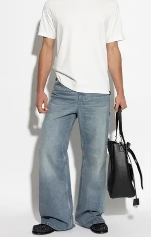 COURREGES Courrèges Medium Wash Wide Leg Jeans - Gray