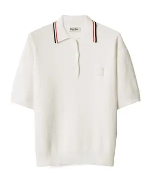 Miu Miu Knitted Polo Shirt With Classic Collar - White