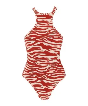 Attico Zebra-print Racerback One-piece Swimsuit - Multi-color