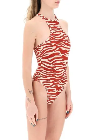 Attico Zebra-print Racerback One-piece Swimsuit - Multi-color