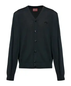 DIESEL® V-neck Embroidered Cardigan - Black