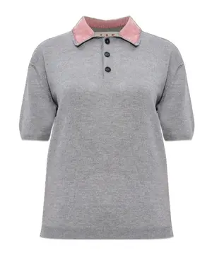 Marni Decorative Collar Polo Shirt - Grey