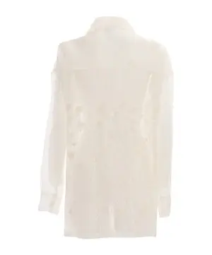 P.a.r.o.s.h Sheer Floral Embellished Shirt - White