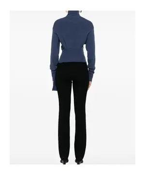 LANVIN Asymmetrical Knit Top With Safety Pin Detail - Blue
