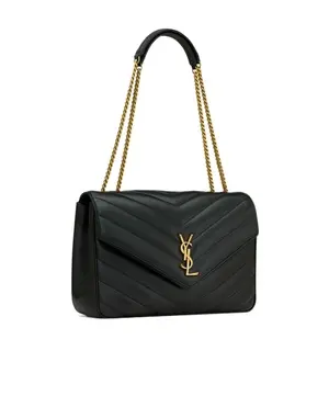 Saint Laurent Loulou Foldover Top Large Shoulder Bag - Black