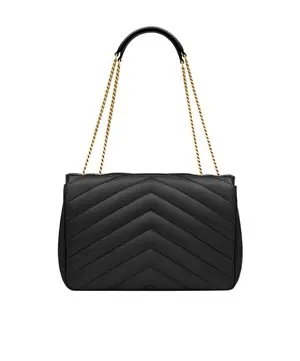 Saint Laurent Loulou Foldover Top Large Shoulder Bag - Black
