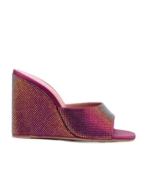 Amina Muaddi Lupita Crystal Wedge Sandals - Red