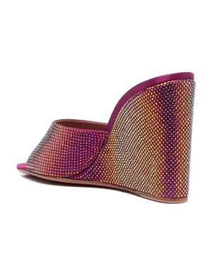 Amina Muaddi Lupita Crystal Wedge Sandals - Red