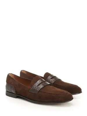 Dolce & Gabbana Suede Loafers With Croc-effect Detailing