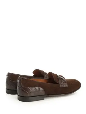 Dolce & Gabbana Suede Loafers With Croc-effect Detailing
