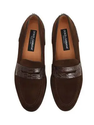 Dolce & Gabbana Suede Loafers With Croc-effect Detailing