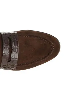 Dolce & Gabbana Suede Loafers With Croc-effect Detailing