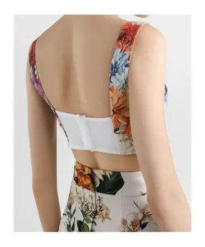 Dolce & Gabbana Dolce Gabbana Flower Bouquet-printed Bustier Top