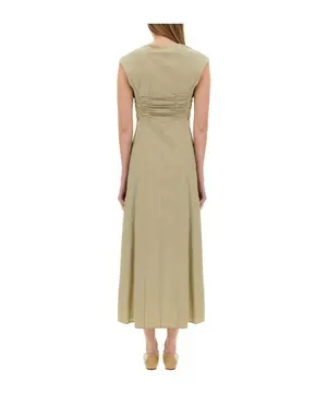 ALYSI Ruched V-neck Maxi Dress - Nude