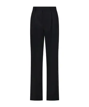 Victoria Beckham Pleated Straight Trousers - Black