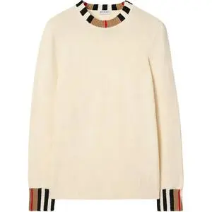 Burberry Round Neck Long Sleeve Sweater With Ribbed Trim