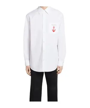 Gucci Embroidery Long-sleeve Poplin Shirt